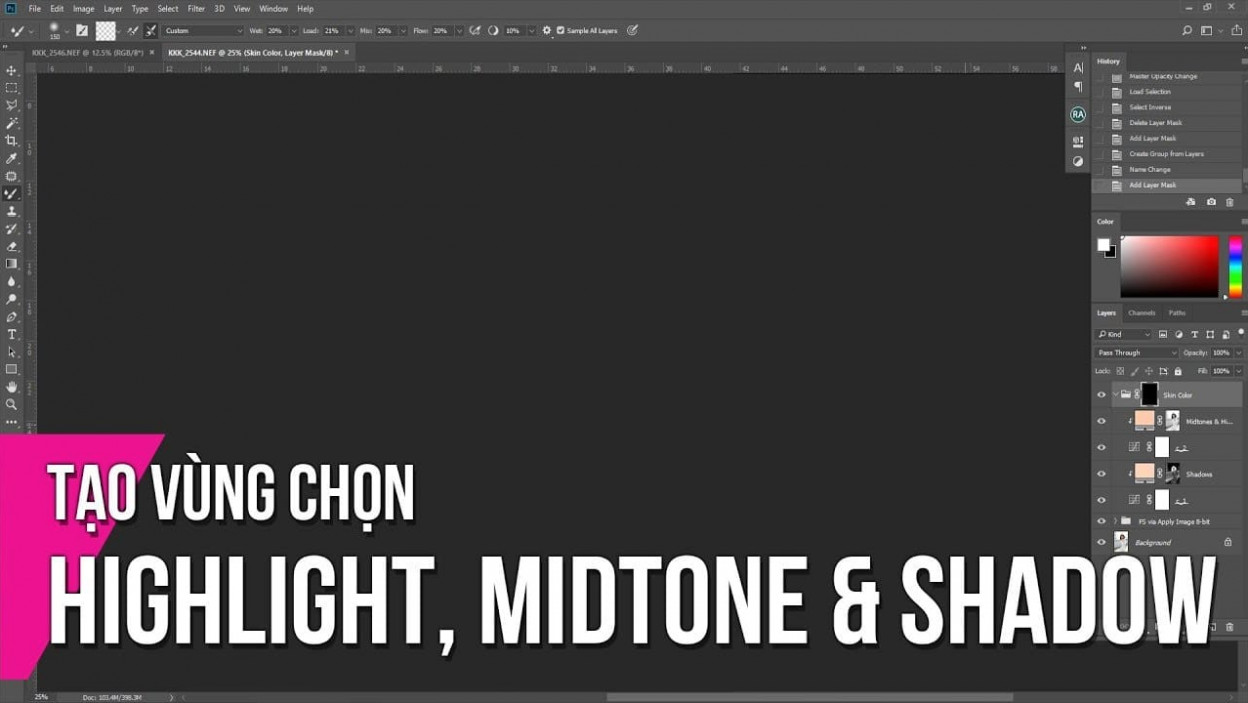 Tạo vùng chọn cho vùng Highlight, Midtone và Shadow trong Photoshop